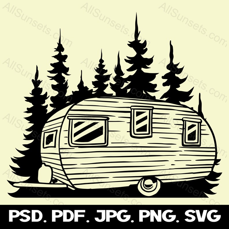 Antique Old Camper in the Woods Svg Png Jpg Psd Pdf File Types - Etsy
