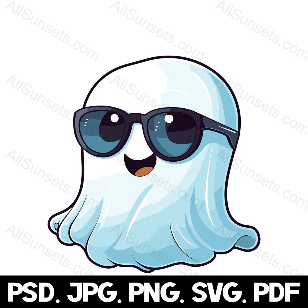 Ghost Wearing Sunglasses Svg Png Pdf Psd Jpg File Types Halloween ...