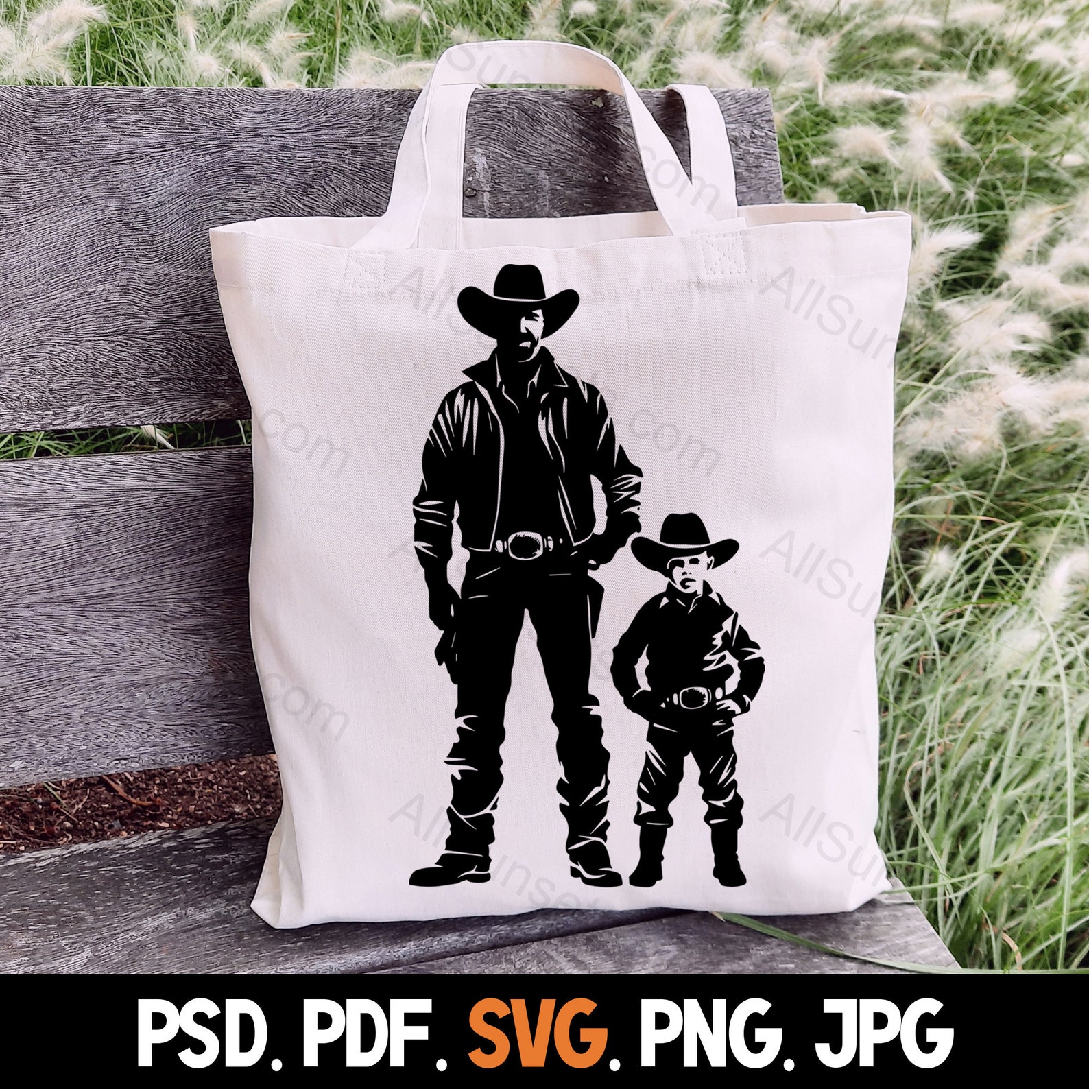 Cowboy Father Son Boy Svg Png Svg Jpg Psd File Types Dad Rancher Male ...