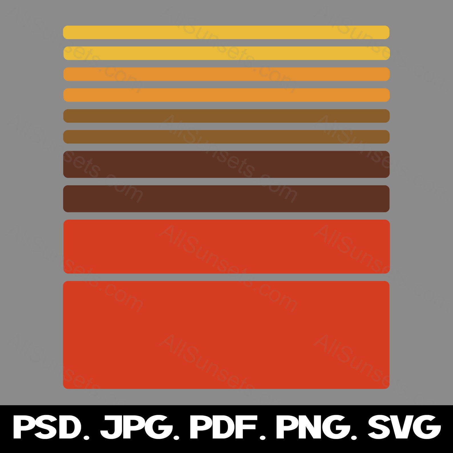 Retro Vintage Sunset Horizontal Stripes Svg Png Psd Pdf Jpg - Etsy
