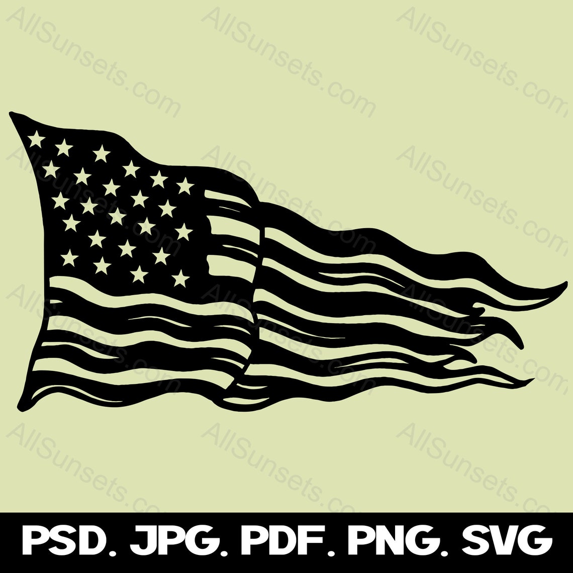 American Flag Svg Png Jpg Psd Pdf File Types Wind Torn - Etsy