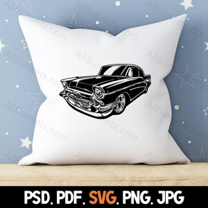 1950s Classic Car SVG Vintage 50's Vehicle Antique Automobile Clipart ...