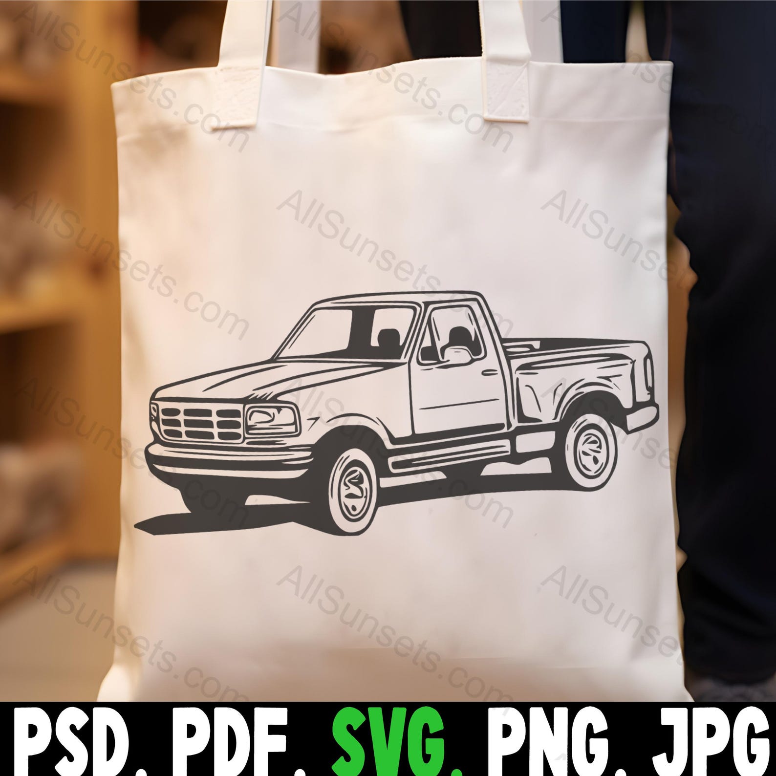 Pickup Truck Stepside SVG 1990s 90's Square Body Vehicle Vector Graphic ...