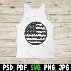 Round American Flag SVG Single Color Circle Vector Graphics USA Flag ...