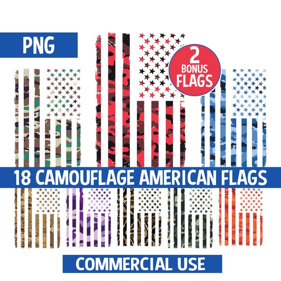 Camouflage American Flags 18 Pack PNG Camo USA Flag Military - Etsy
