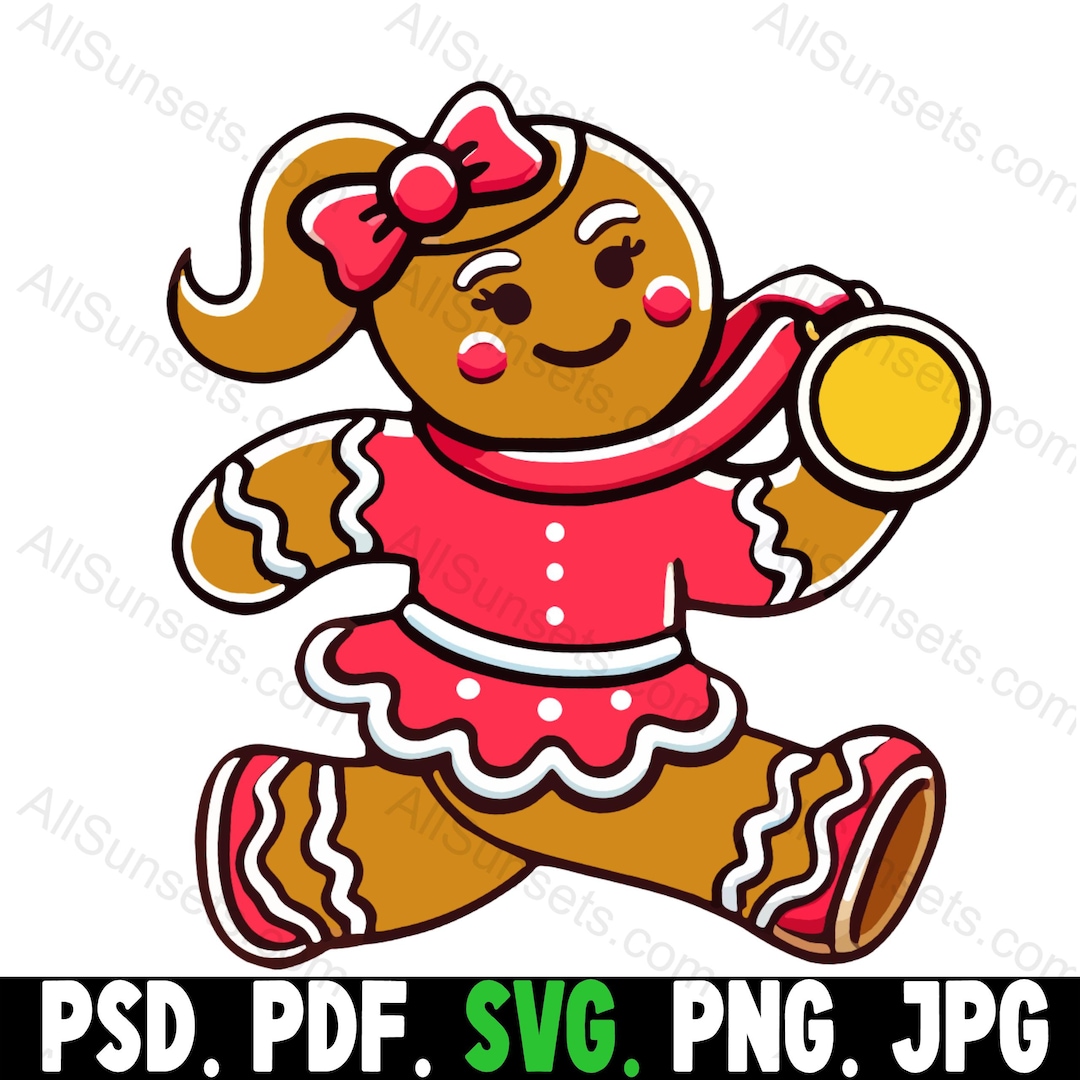 Gingerbread Woman Running Svg Png Pdf Psd Jpg Files Christmas Jogging ...
