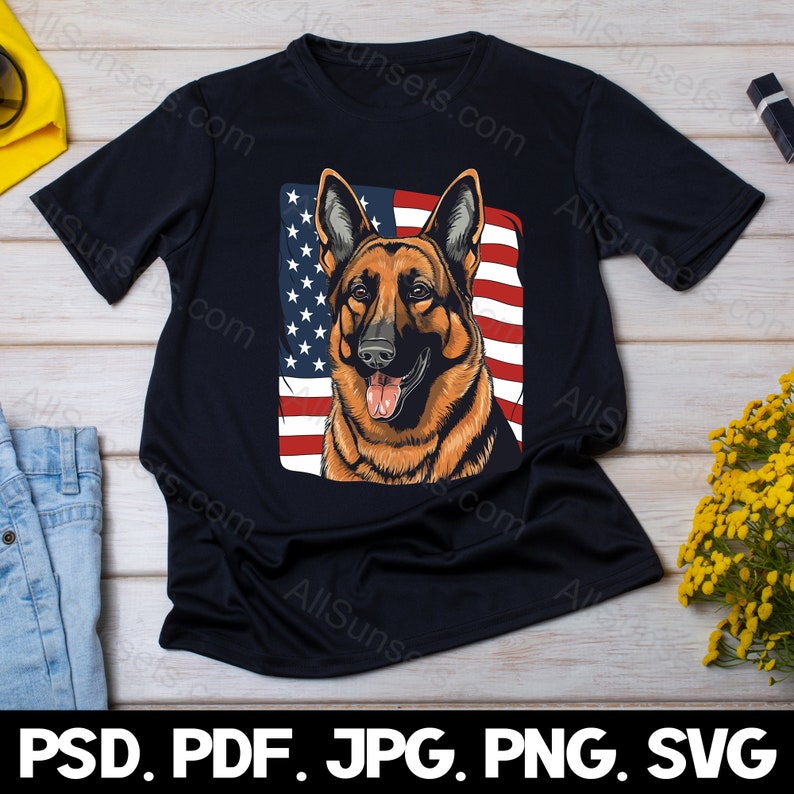 German Shepherd American Flag Svg Png Jpg Pdf Psd File Types - Etsy