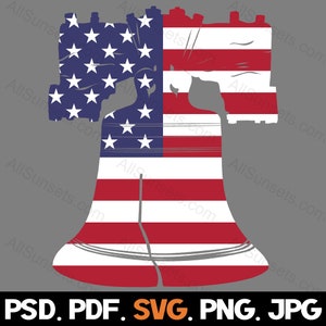 Liberty Bell American Flag Colors Svg Png Psd Pdf Jpg Red White Blue ...