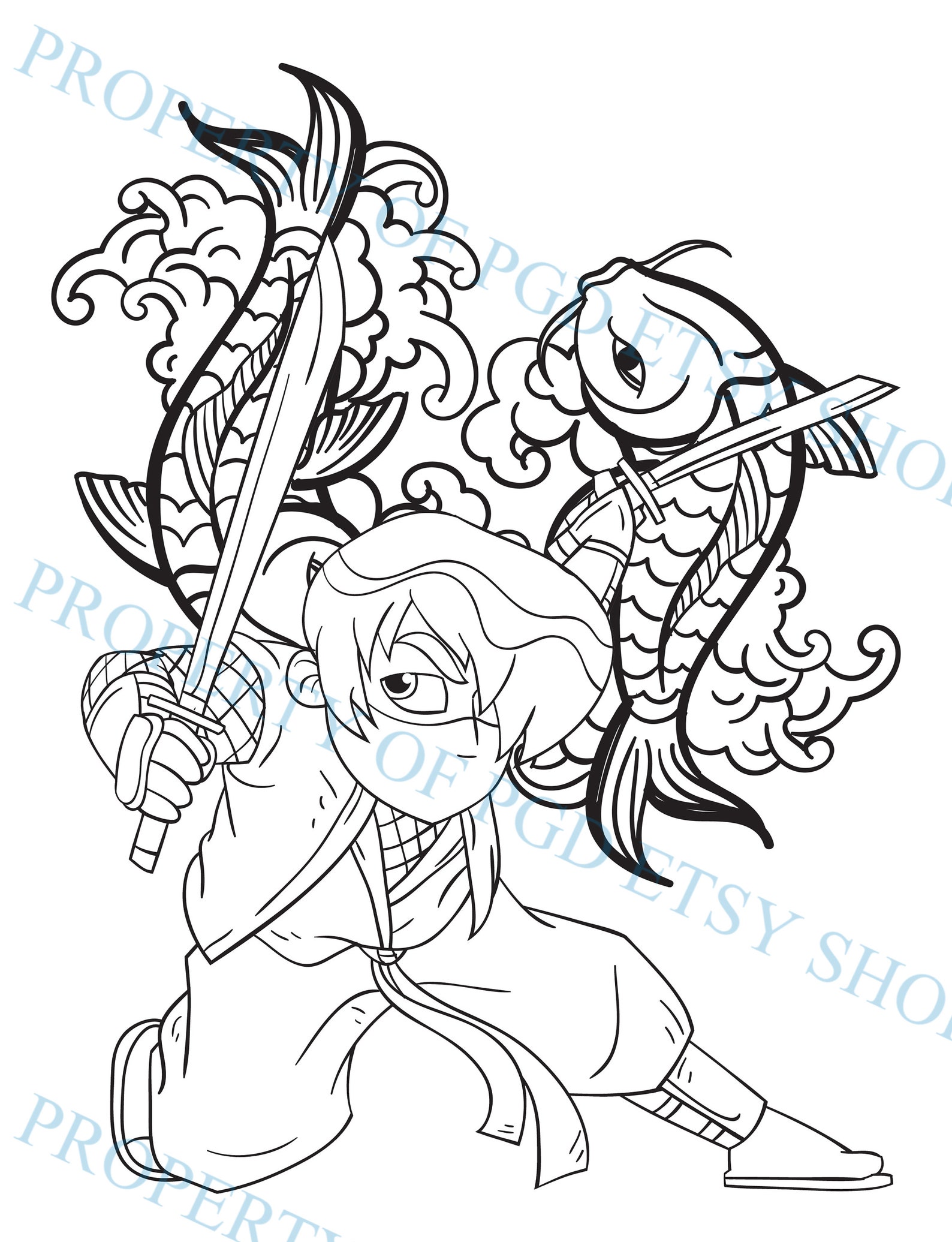 Ninja Japanese Warrior Coloring Book for Kids and Adults - Etsy