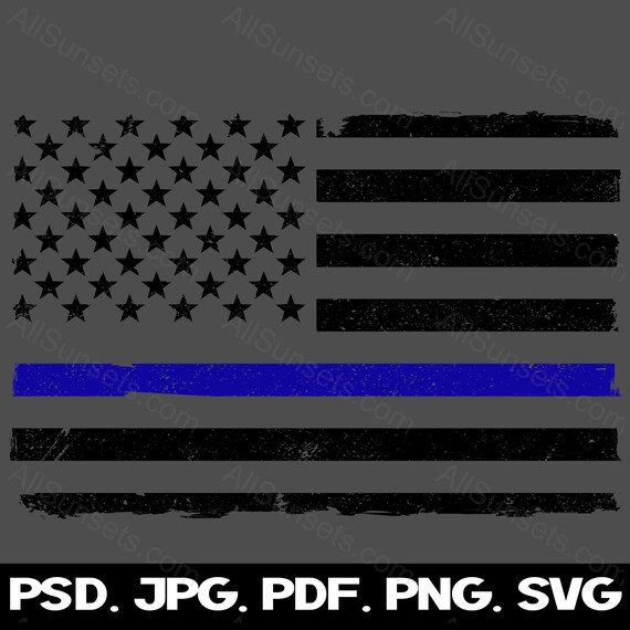 American Flag Svg Thin Blue Line Svg Patriotic Svg Police