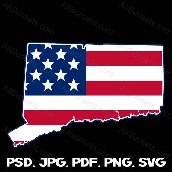 Connecticut State Shape American Flag Svg Png Jpg Pdf Psd File - Etsy