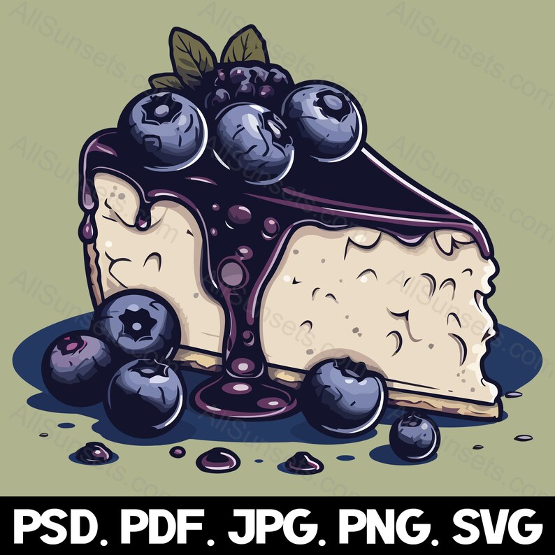 Blueberry Cheesecake Svg Png Psd Jpg Pdf File Types Slice of - Etsy