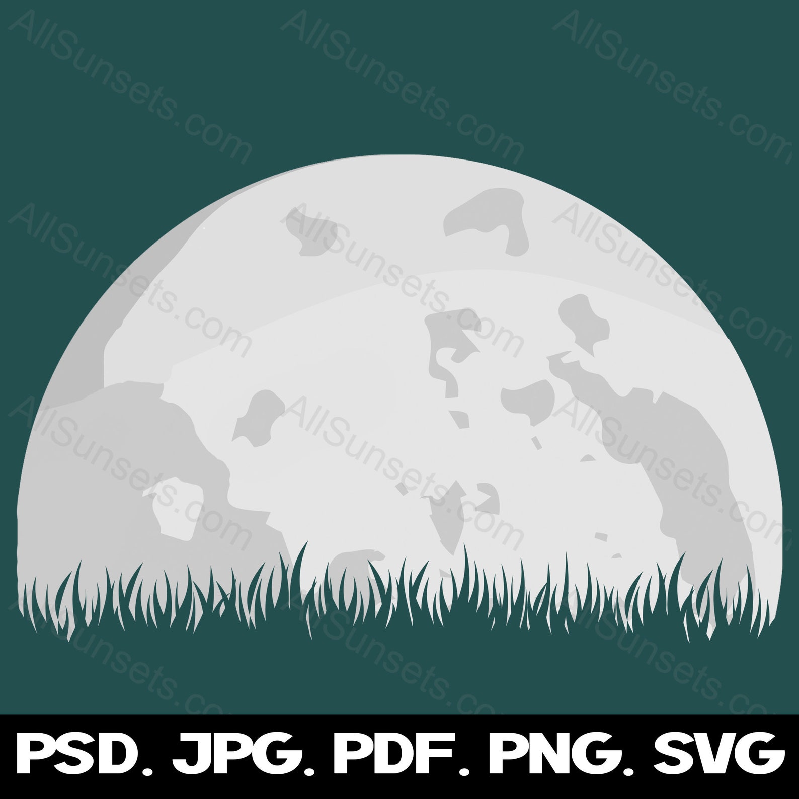 Full Grey Moon Grass Cut Out Svg Png Jpg Psd Pdf File Types Halloween ...