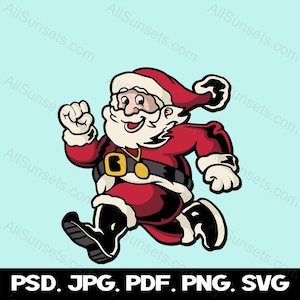 Santa Claus Running Svg Png Pdf Psd Jpg File Types Christmas Walker ...