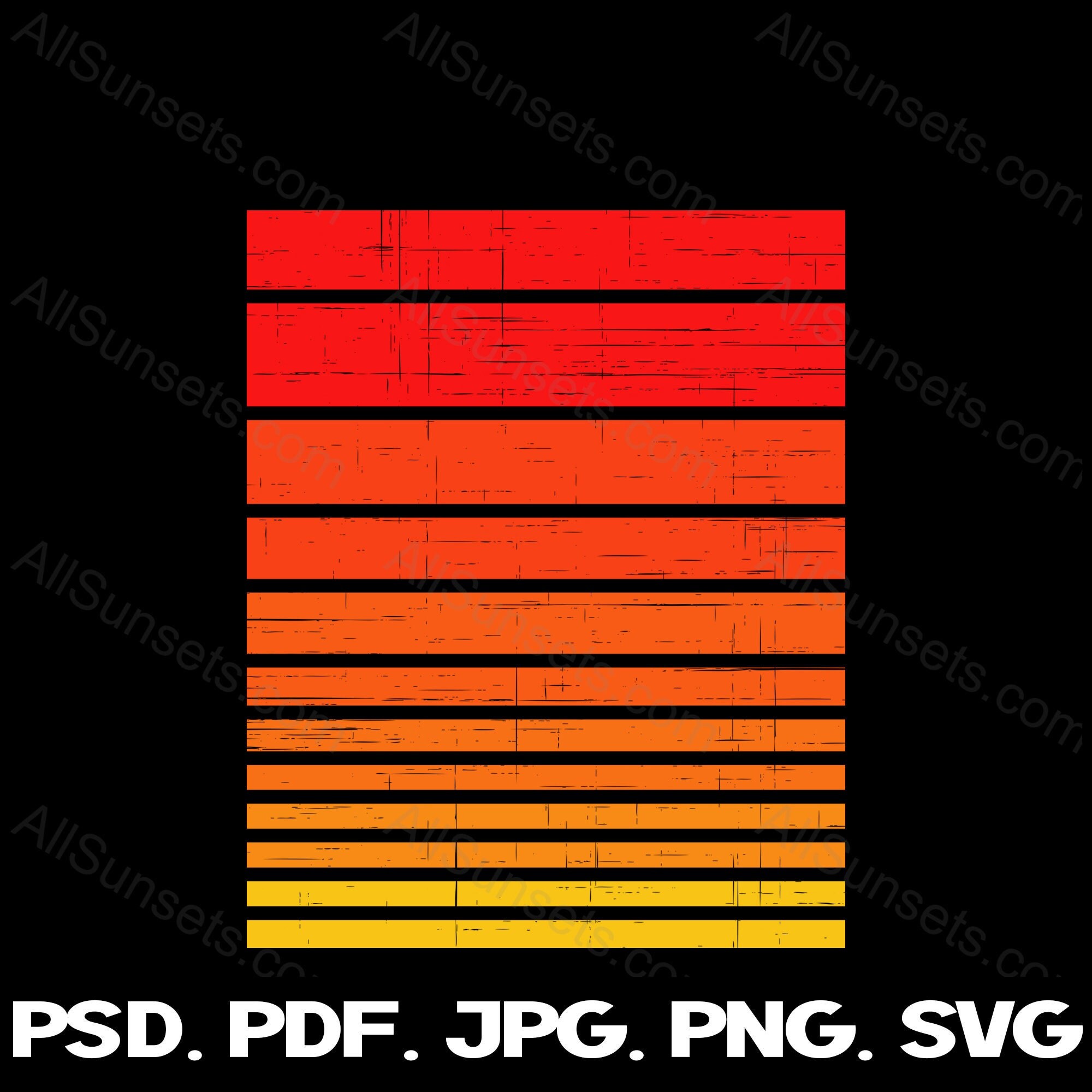 Retro Vintage Sunset Horizontal Rectangle Svg Png Jpg Pdf Psd - Etsy