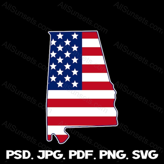 Alabama State Shape American Flag Svg Png Jpg Pdf Psd File - Etsy