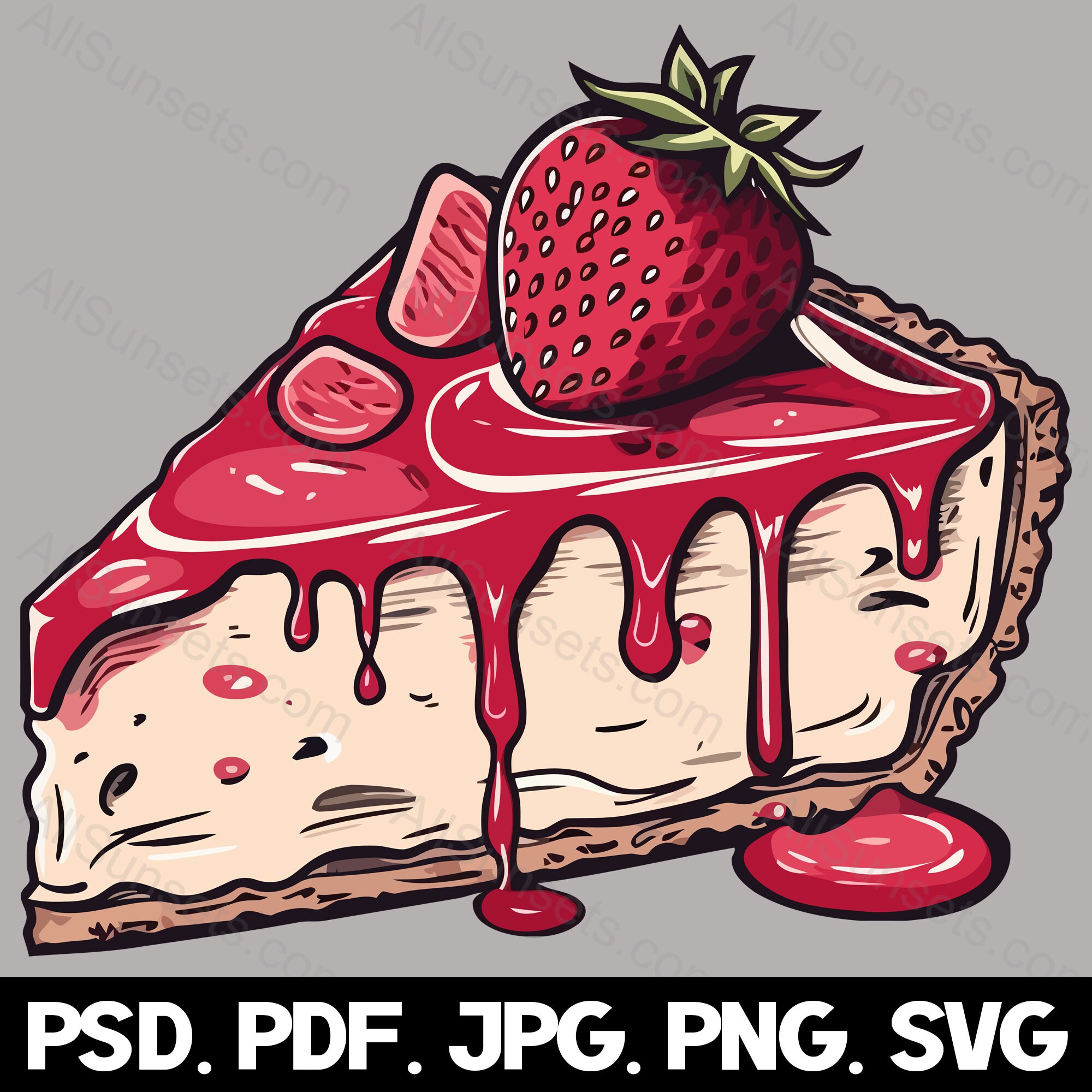 Strawberry Cheesecake Svg Png Psd Jpg Pdf File Types Full - Etsy