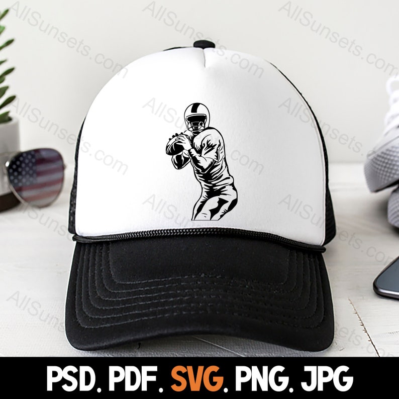 Football Player Svg Male Quarterback Png Jpg Pdf Psd File Types Passing ...