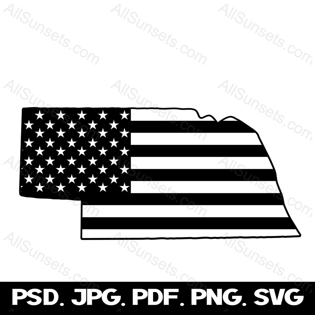 Nebraska State Shape American Flag PNG SVG Psd Jpg Pdf Patriotic ...