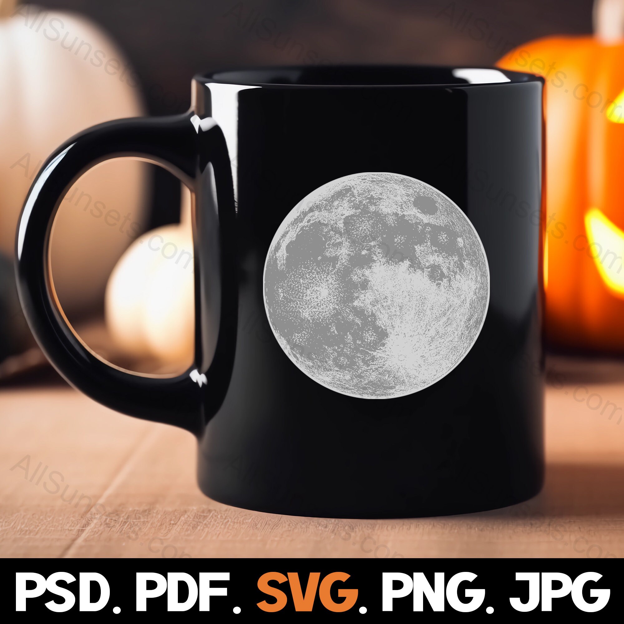 Full Grey Moon Svg Png Jpg Pdf Psd File Types Celestial Body Autumn ...
