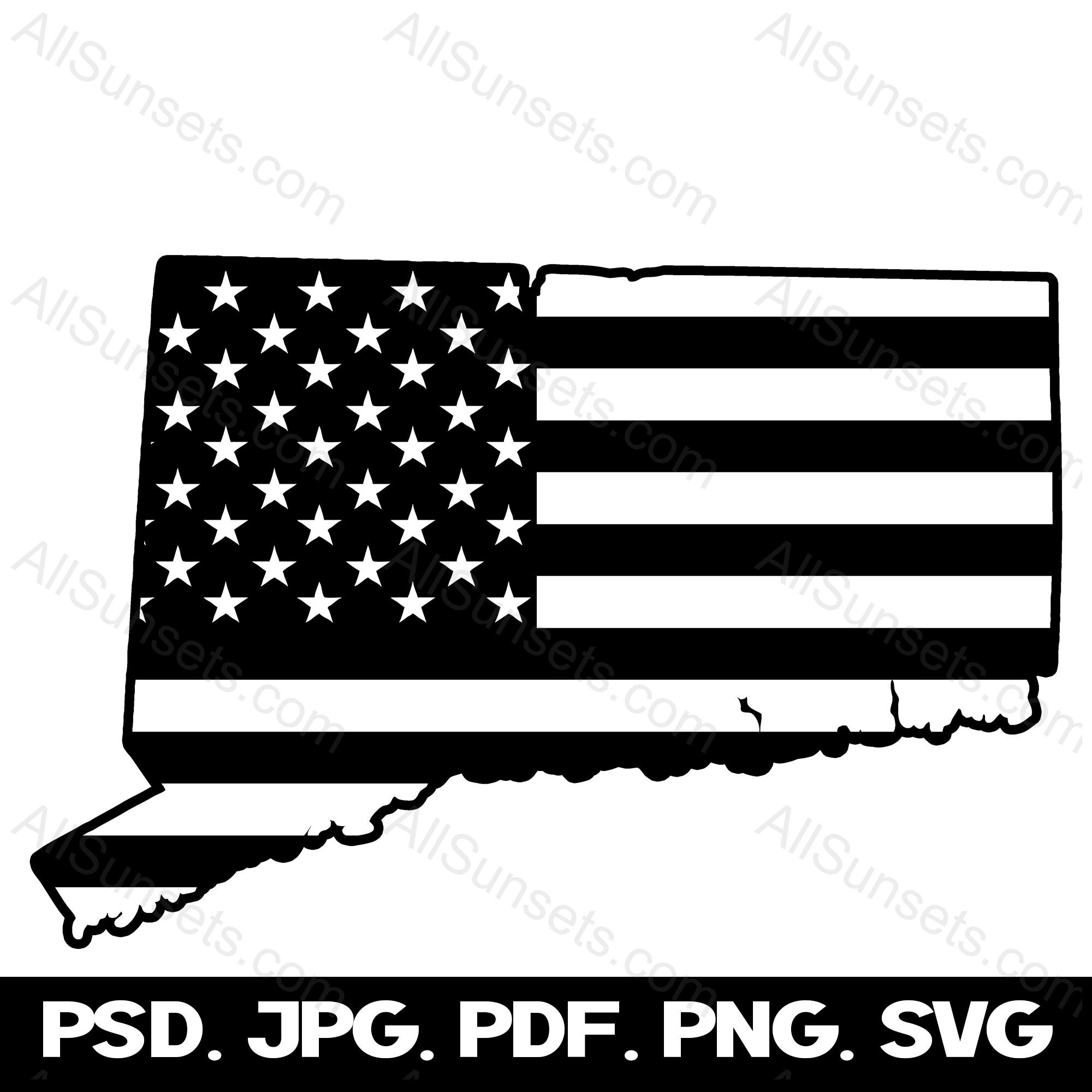 Connecticut State Shape American Flag PNG SVG Patriotic Clipart USA ...