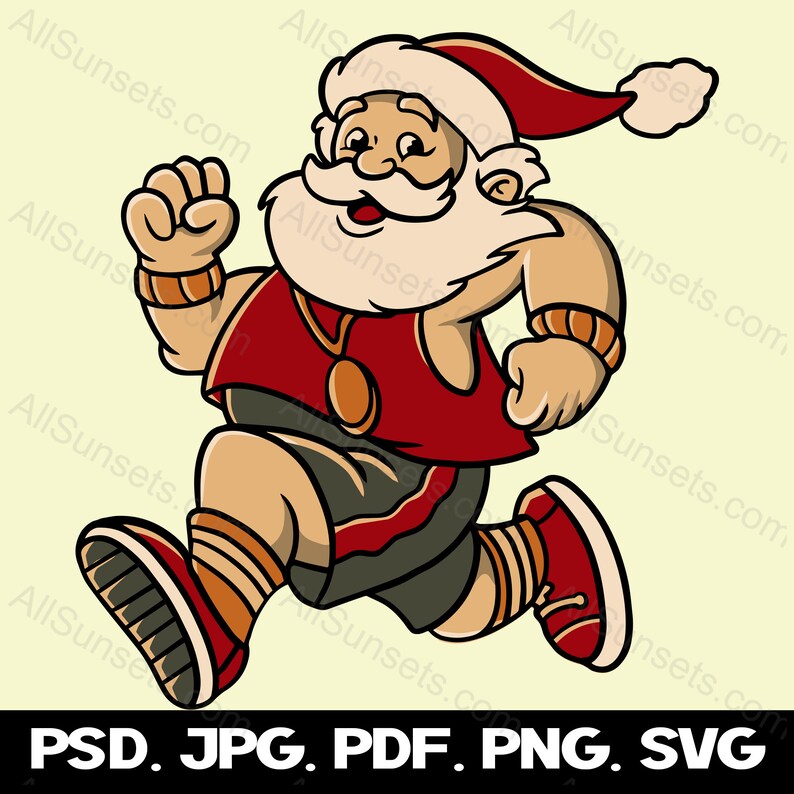 Santa Claus Running Svg Png Pdf Psd Jpg File Types Christmas - Etsy