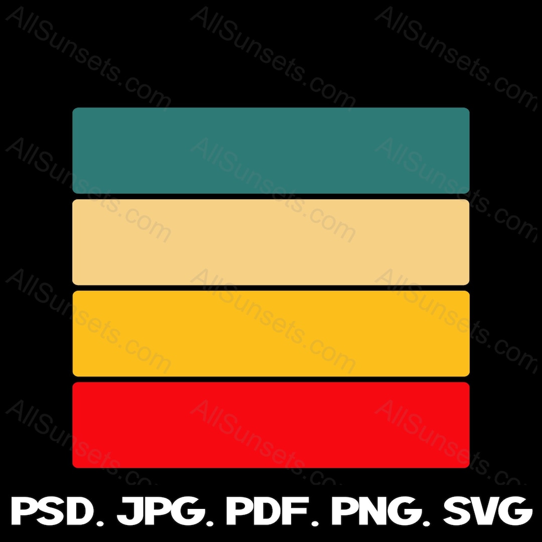 Retro Square Sunset Svg Png Jpg Pdf Psd File Types Clipart Teal Tan ...