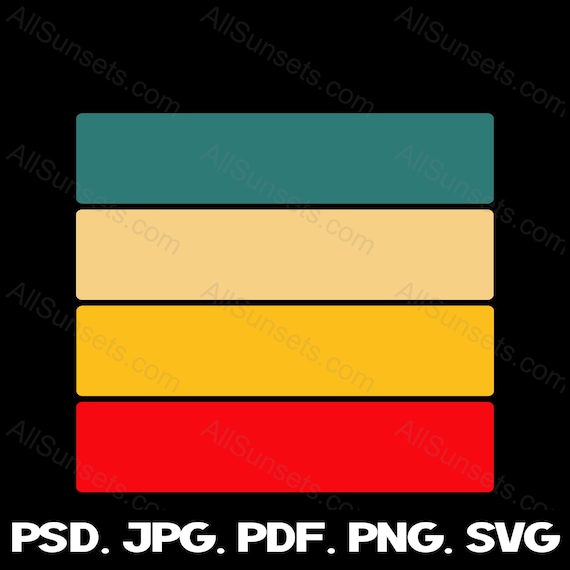 Retro Square Sunset Svg Png Jpg Pdf Psd File Types Clipart - Etsy