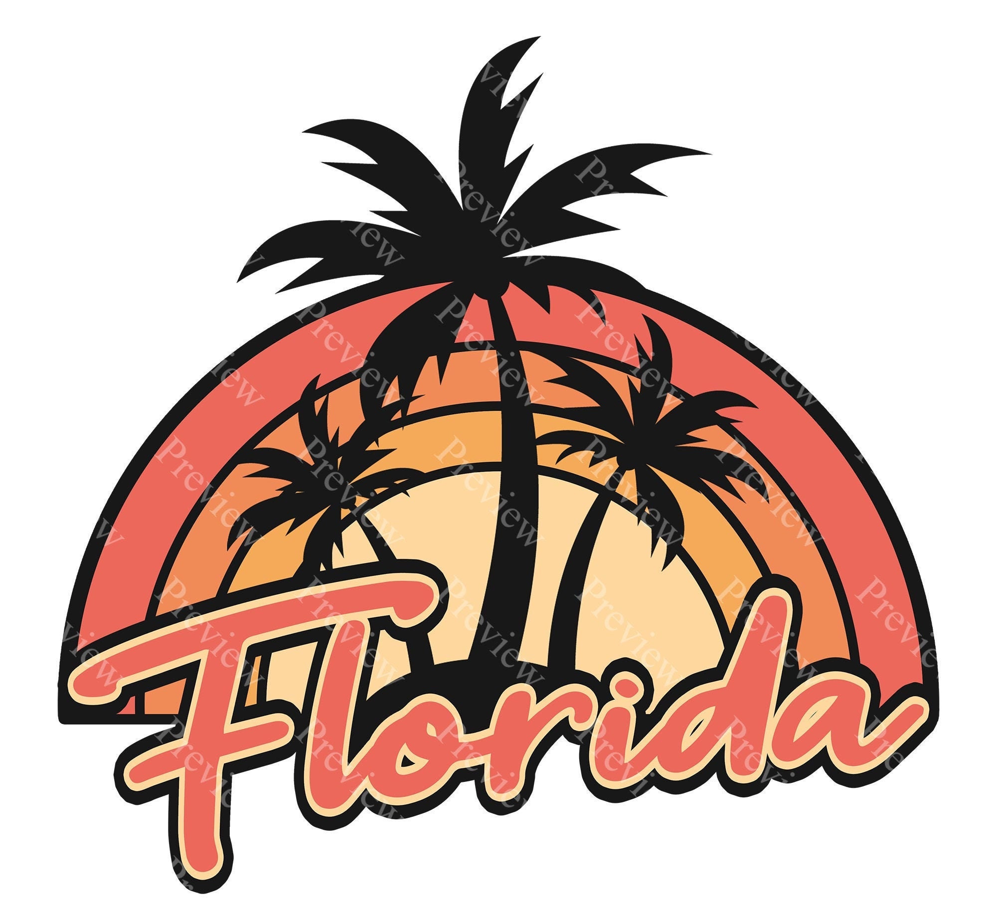 Florida Sunset Beach Palm Trees PNG SVG Dfx Pdf Jpg Psd Files - Etsy