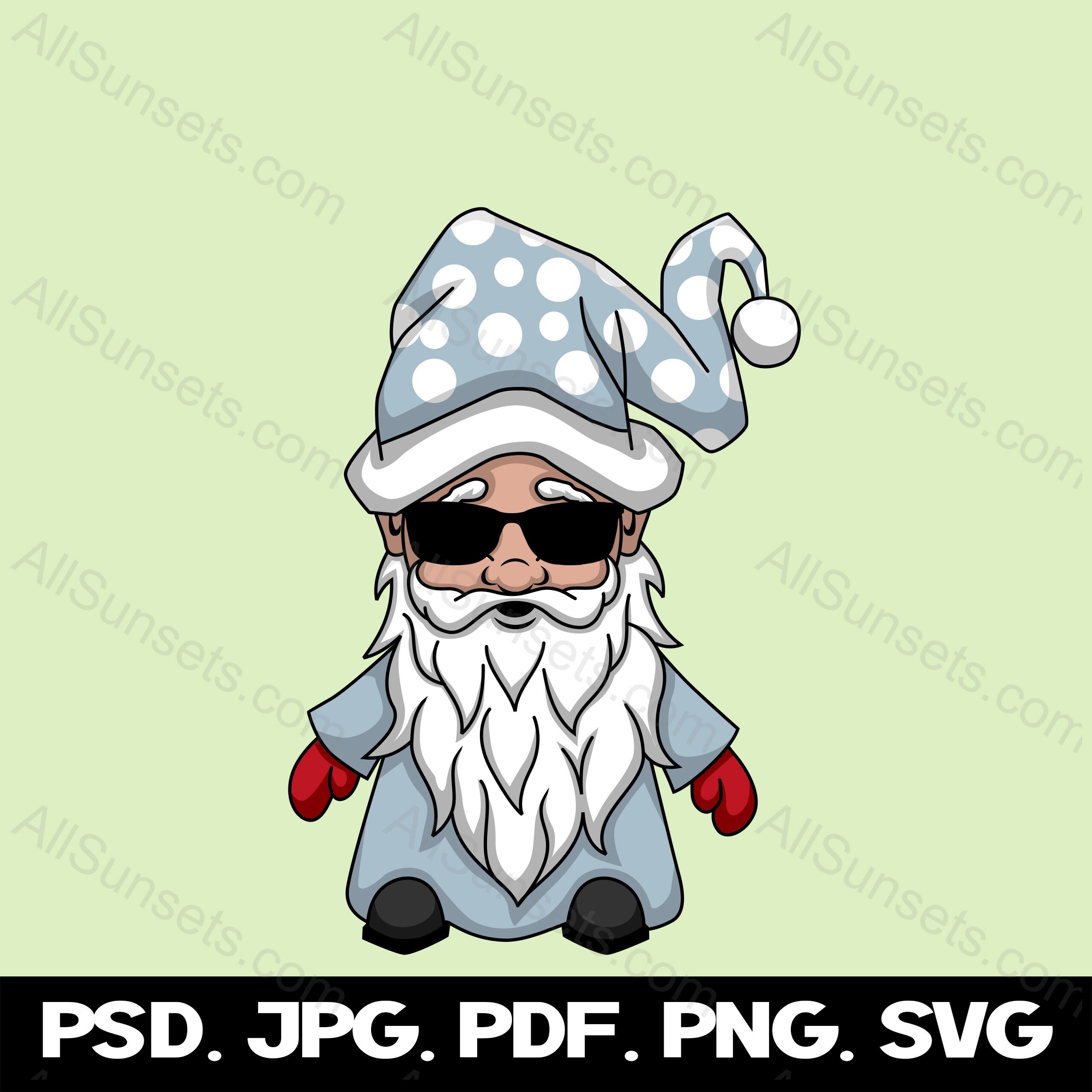 Gnome Elf Sunglasses Blue Svg Png Jpg Pdf Psd Files Vintage - Etsy