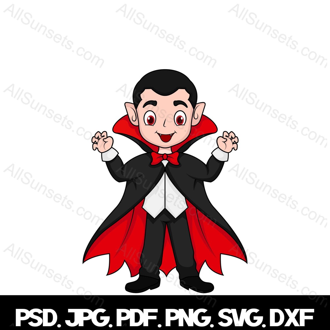 Vampire Boy Halloween Svg Png Pdf Psd Jpg Dxf File Type Cute - Etsy
