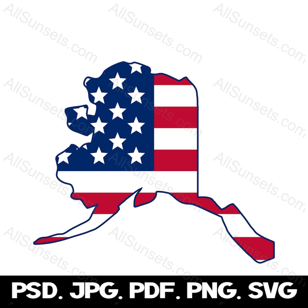 Alaska State Shape American Flag Svg Png Jpg Pdf Psd File Types ...