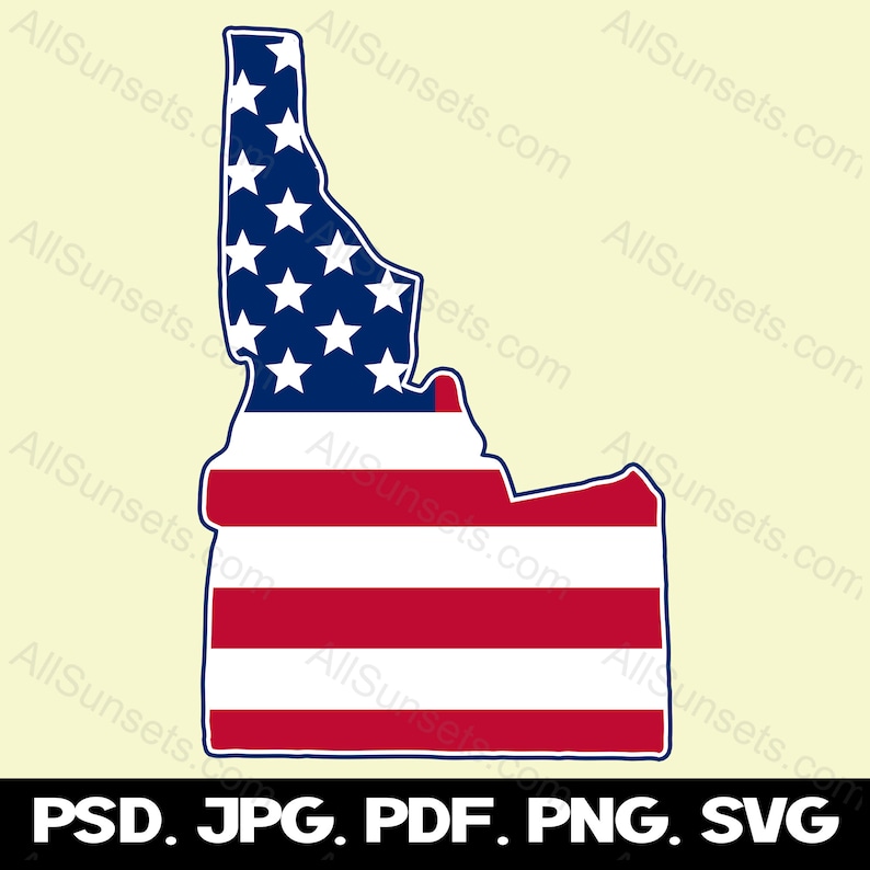 Idaho State Shape American Flag Svg Png Jpg Pdf Psd File Types - Etsy