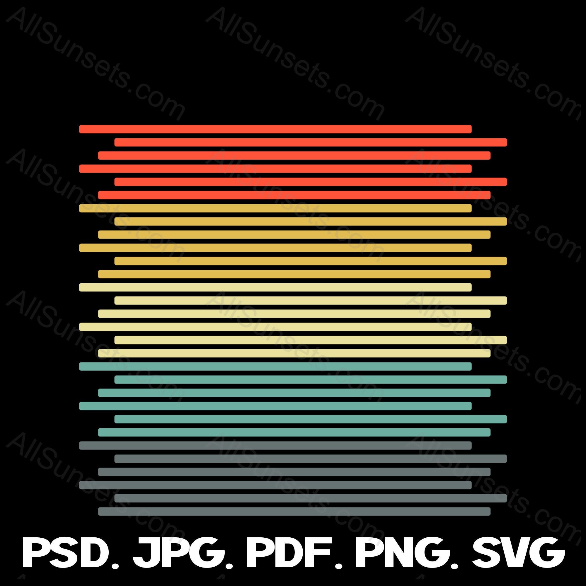 Retro Sunset Horizontal Bars Svg Png Jpg Psd Pdf File Types - Etsy