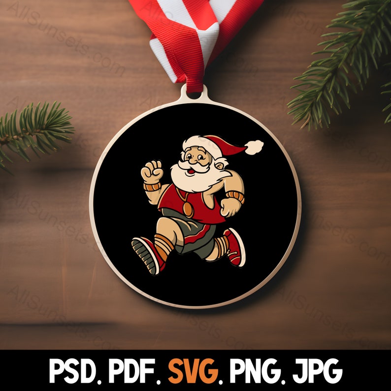 Santa Claus Running Svg Png Pdf Psd Jpg File Types Christmas Jogger ...