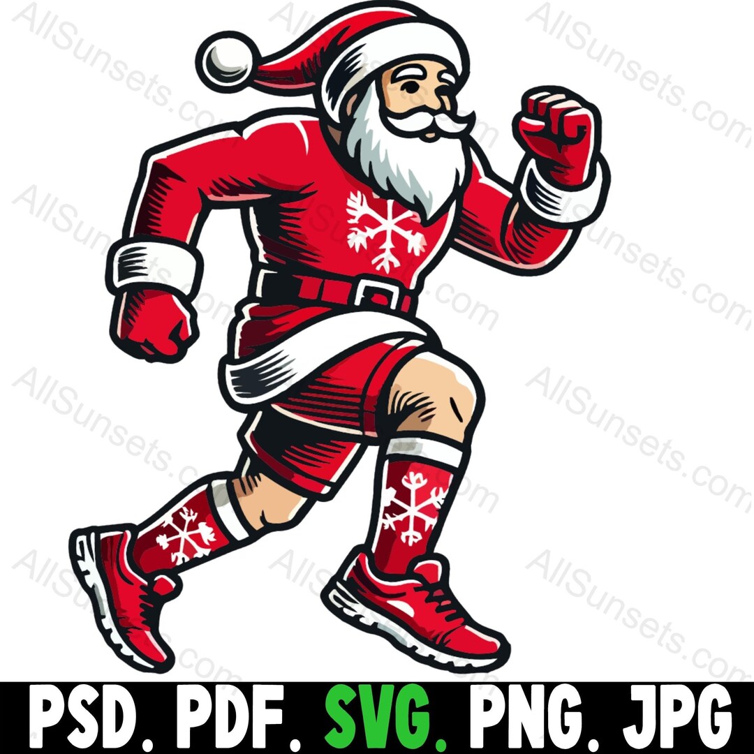 Santa Running Shorts Clipart Svg Png Jpg Pdf Psd File Types Christmas ...