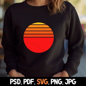 Yellow to Orange Retro Sunset Circle Svg Png Jpg Pdf Psd File Types ...