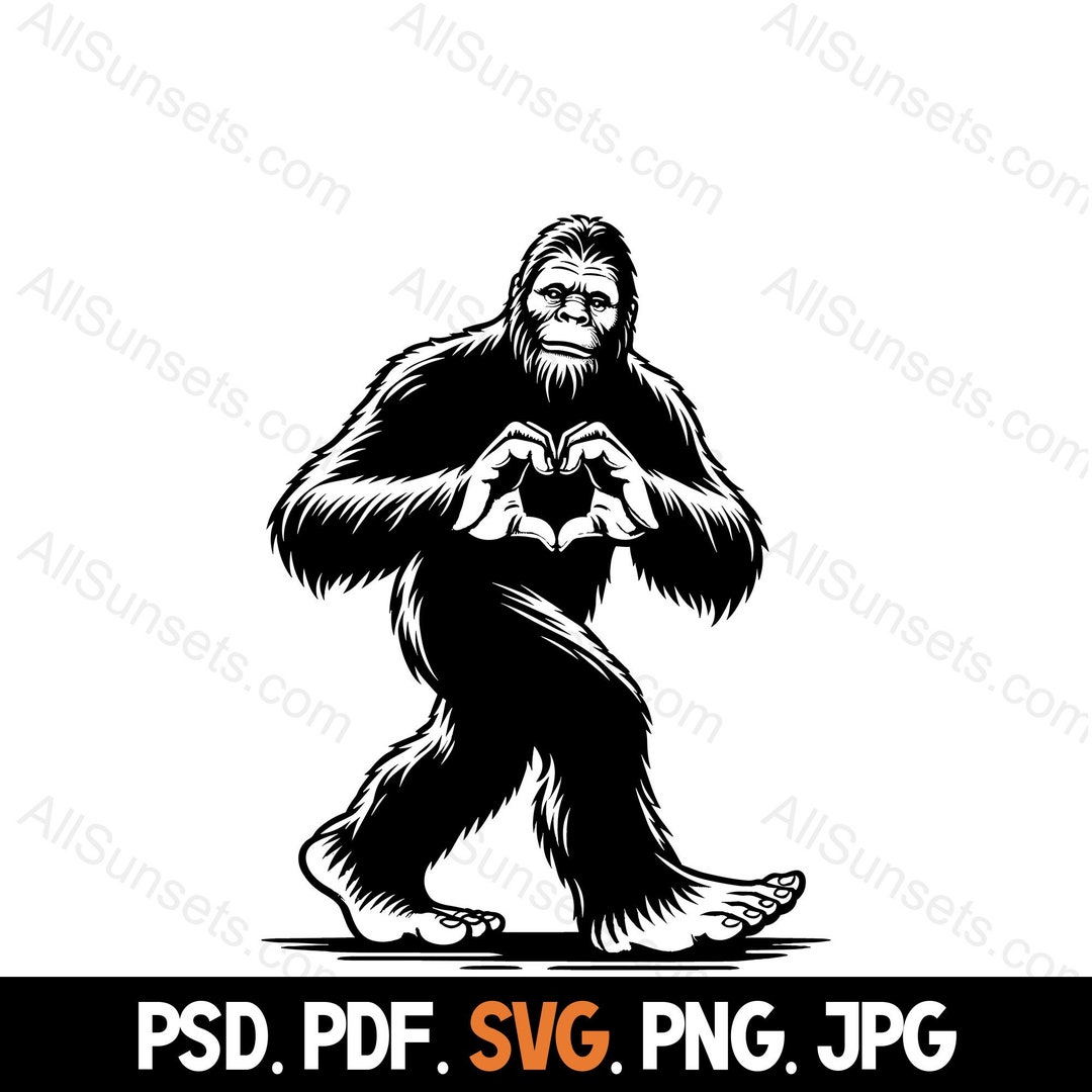 Bigfoot Hands Making Heart Silhouette Svg Png Jpg Psd Pdf File Types ...
