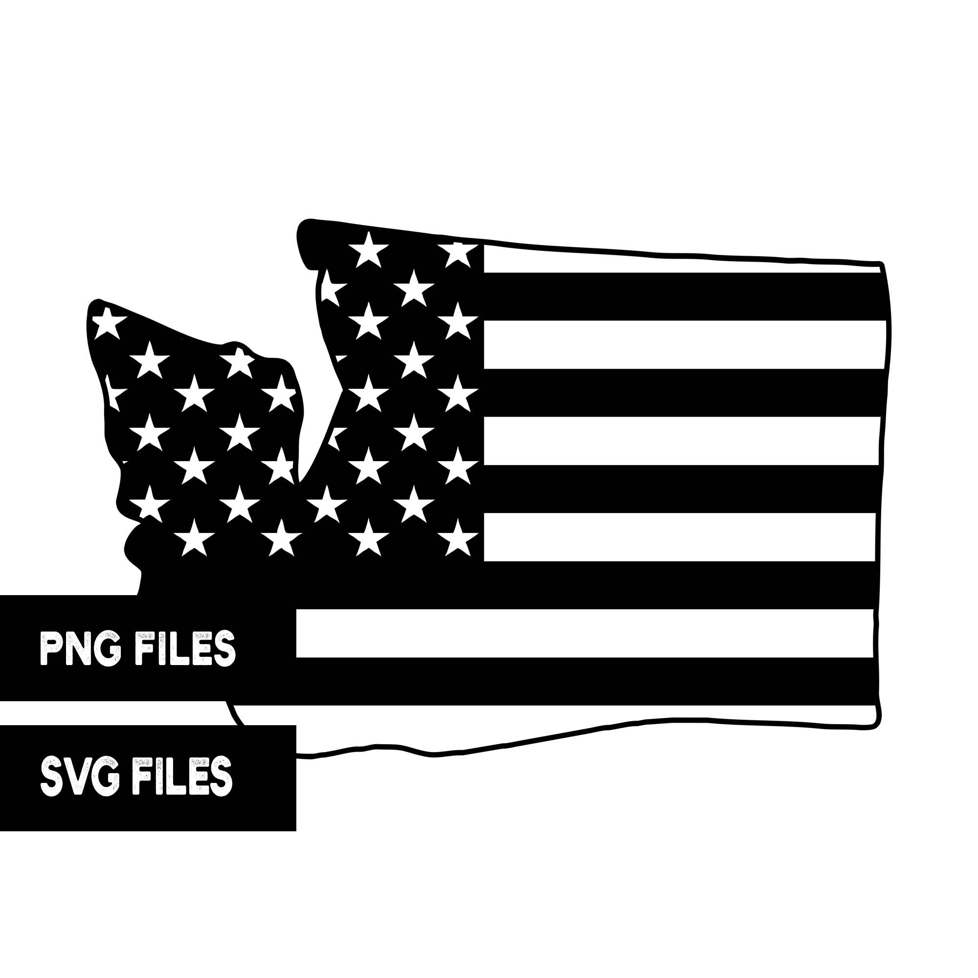 Washington State Shape American Flag PNG SVG Patriotic Clipart USA ...
