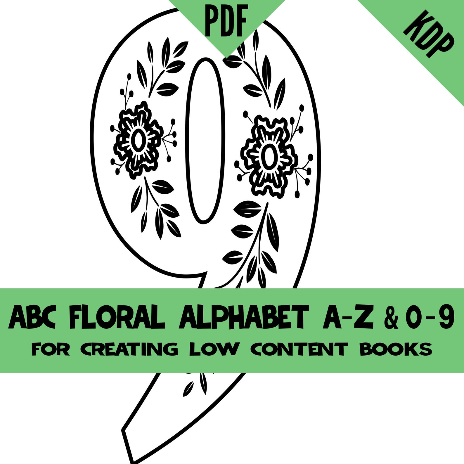 KDP Alphabet Flowered Numbers Coloring Pages Sheets PDF ABC - Etsy