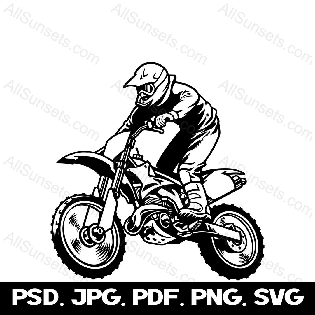 Dirt Bike Motorcycle Svg Png Psd Jpg Pdf File Types Vector Graphics Stunt Jumping Clipart ...