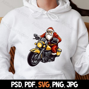 Santa Claus Biker Motorcycle Rider Svg Png Psd Jpg Pdf File Types ...