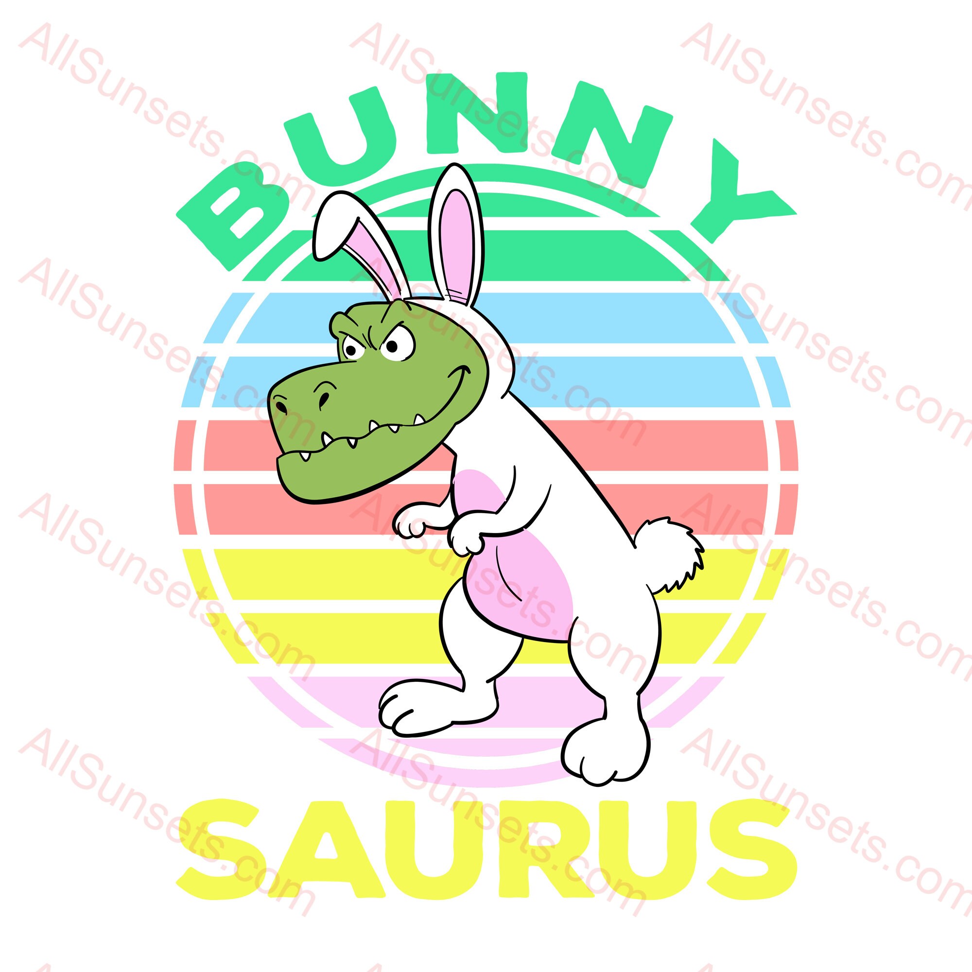 Bunny Saurus Easter T-rex Retro Pastel Sunset PNG PSD SVG Pdf - Etsy