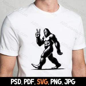 Bigfoot Peace Sign Silhouette Svg Png Jpg Psd Pdf File Types of a Yeti ...