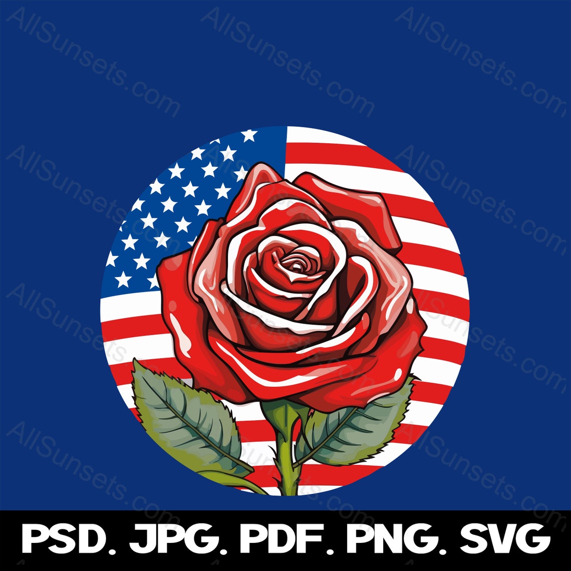 American Flag Red Rose Svg Png Jpg Pdf Psd File Types - Etsy