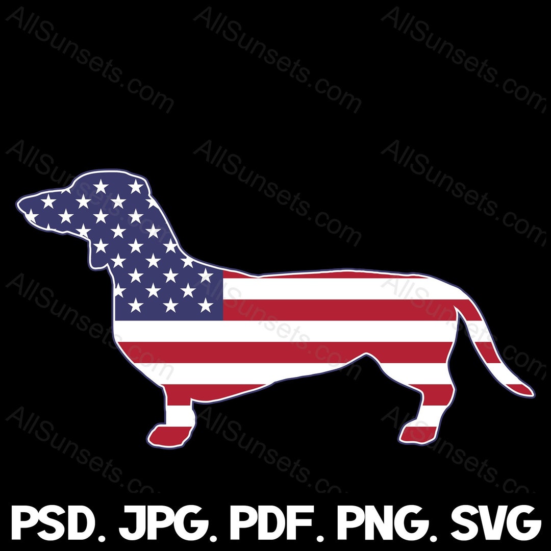 Dachshund Dog Shaped American Flag Svg Png Jpg Pdf Psd File Types ...