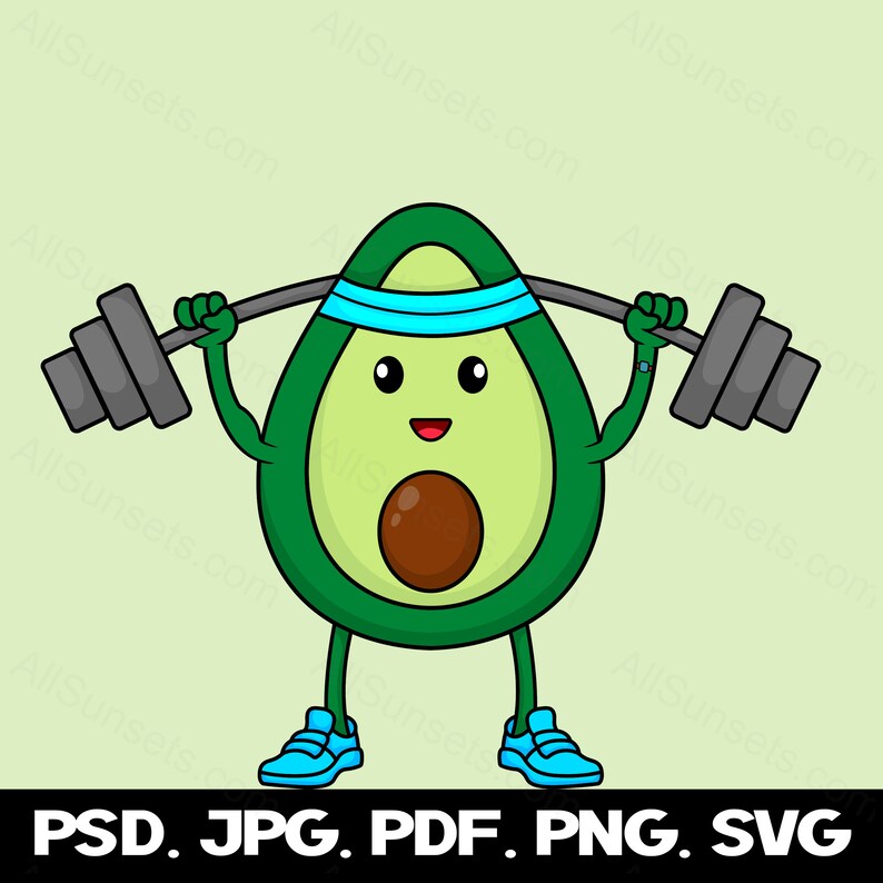 Avocado Weightlifting Exercise Fitness Vegetable Fruit Svg Png - Etsy