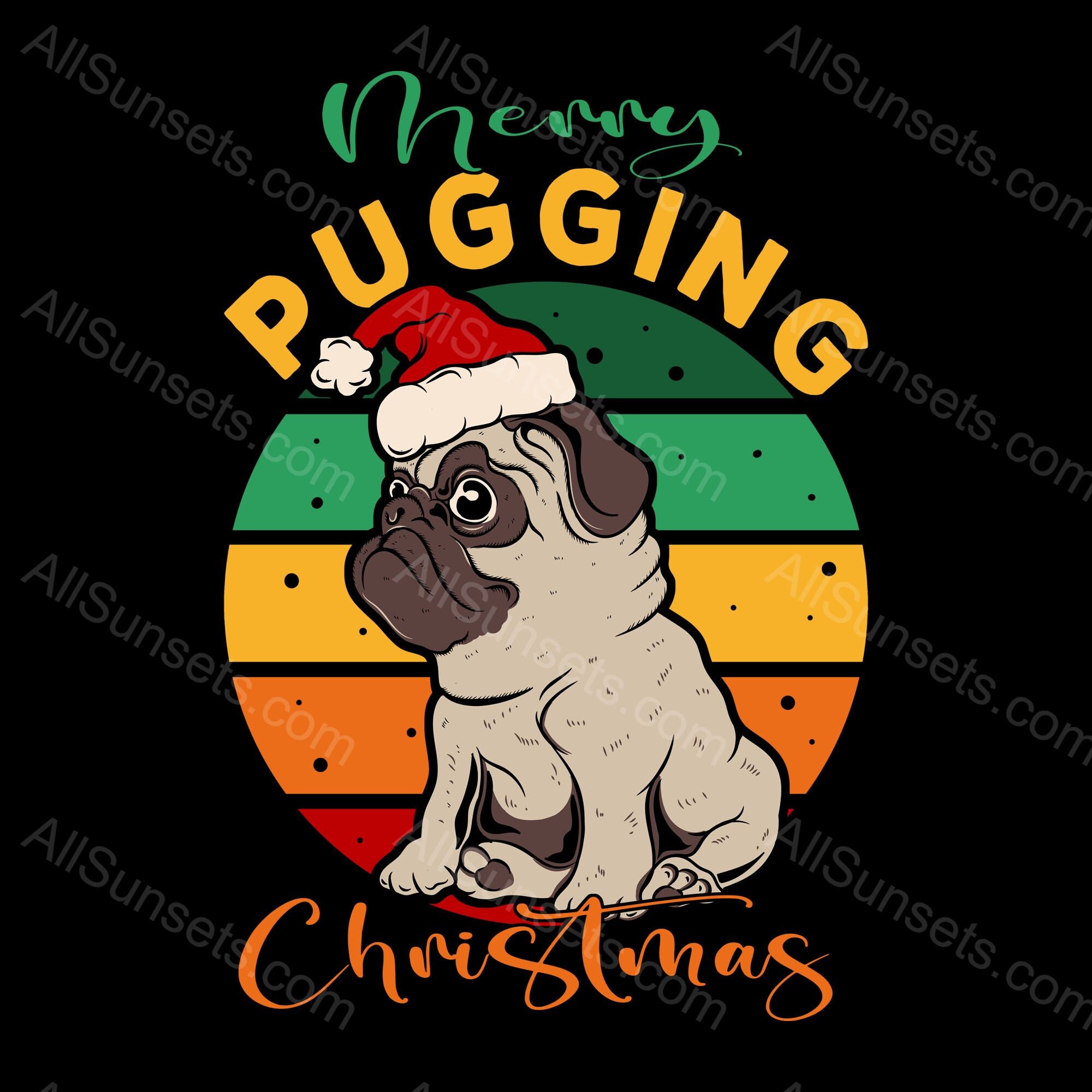 Merry Pugging Christmas Pug Dog Santa Claus Hat Xmas T-shirt | Etsy