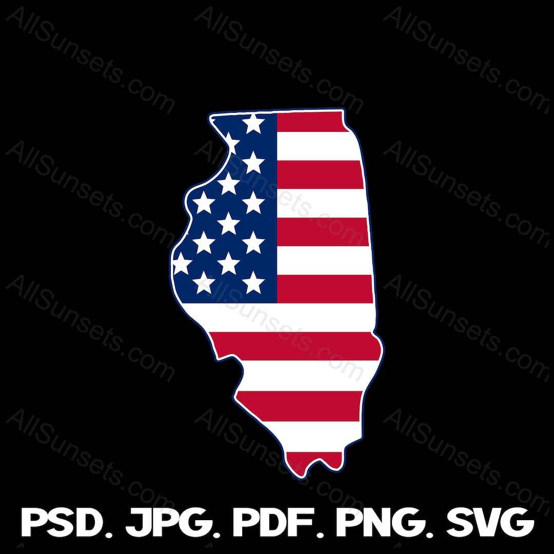 Illinois State Shape American Flag Svg Png Jpg Pdf Psd File Types ...