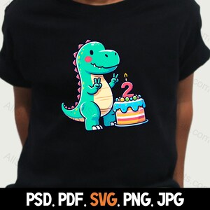 T-rex 2 Year Old Birthday Party Svg Png Pdf Psd Jpg File Types Dinosaur ...